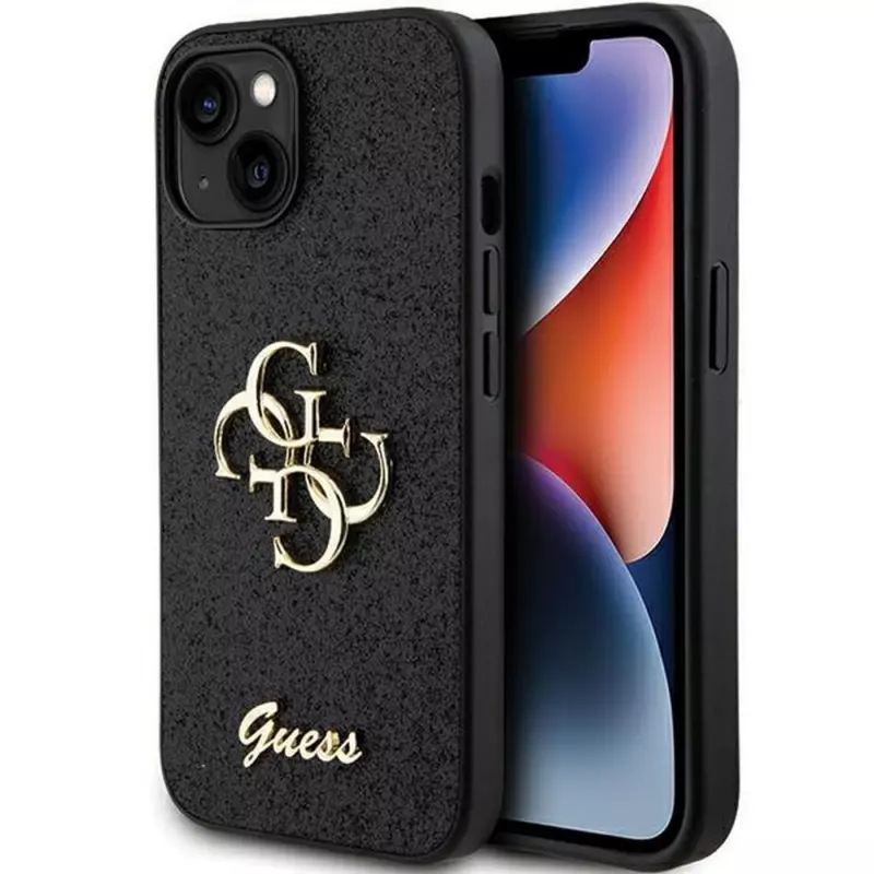 Maska Guess Hc Fixed Glitter 4G Big Metal Logo za iPhone 15 6.1 crna GUHCP15SHG4SGK