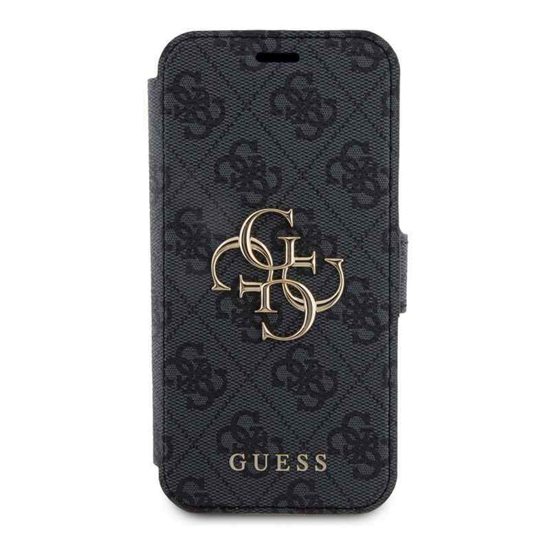 Maska Guess Bk Pu Kožna 4G Metal Logo za iPhone 15 Pro 6.1 siva GUBKP15L4GMGGR