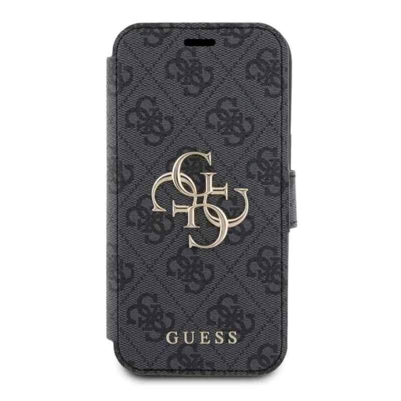 Maska Guess Bk Pu Kožna 4G Metal Logo za iPhone 15 6.1 siva GUBKP15S4GMGGR