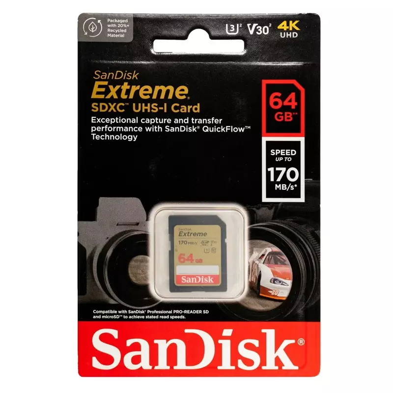 Mem,Kartica SanDisk SDXC 64GB Extreme 170MB/s V30 UHS-I Class 10 U3 V30