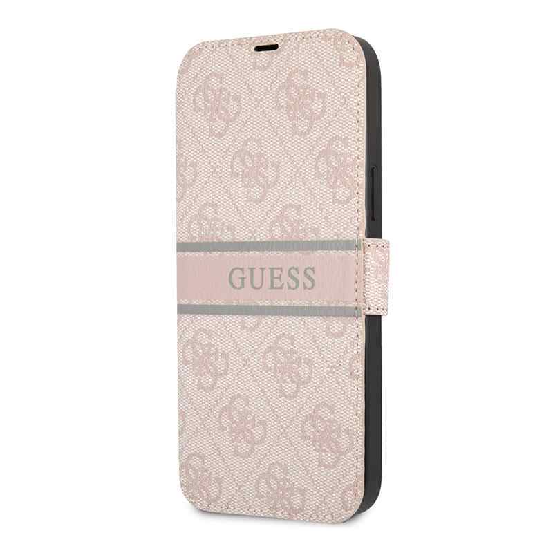 Maska Guess Stripe Bk Pu za iPhone 13 Pro roze GUBKP13L4GDPI