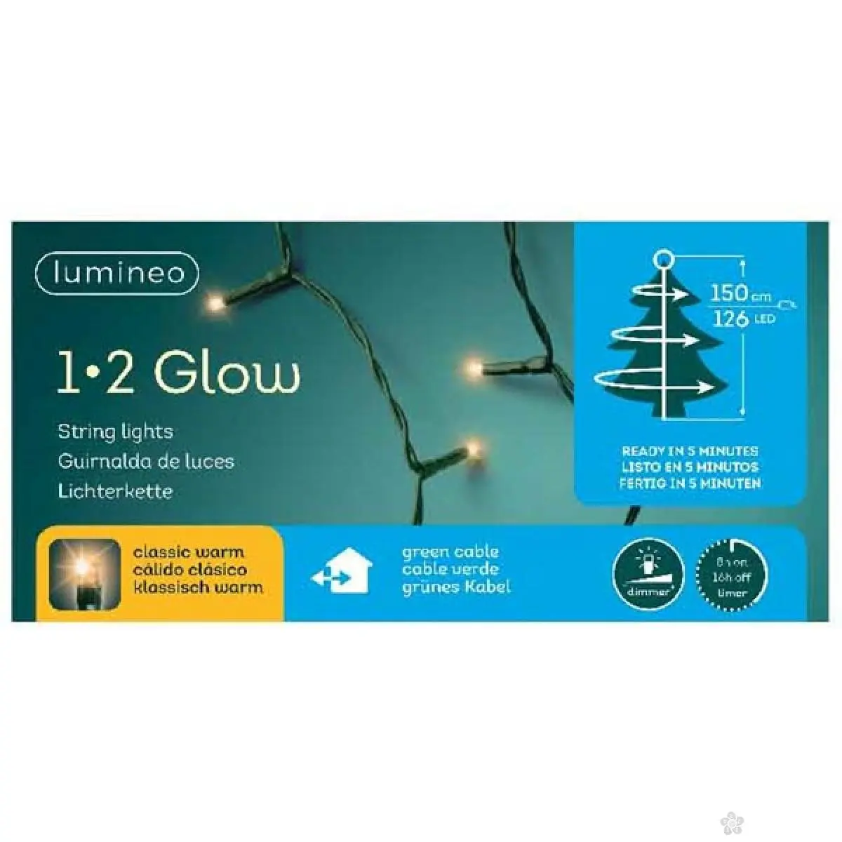 LUMINEO Lampice za jelku sa 126 LED dioda toplo belih 150cm