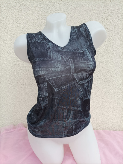 Jeans Print Majica S/M