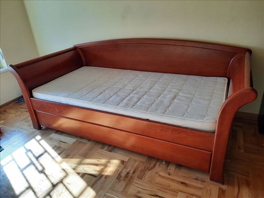 Софа-кревет од пуног дрвета, са фиоком, 200х100