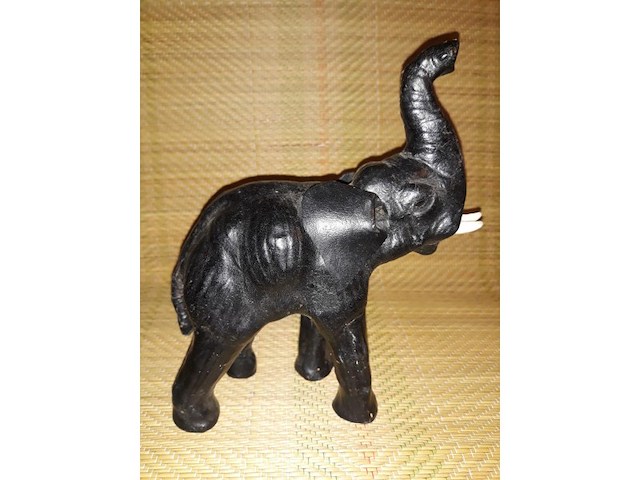 Vintage Figura Slona  od Koze Tamne Boje