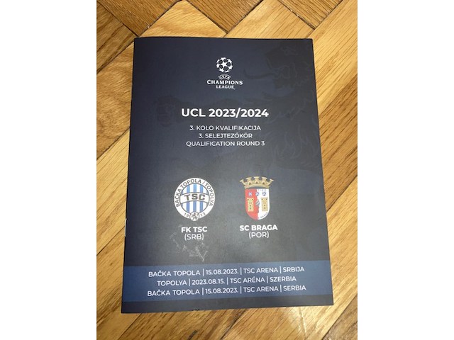 TSC Backa Tolpola - Braga, program sa utakmice LS 2023