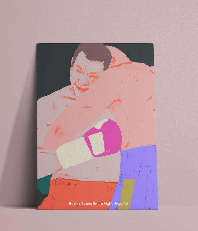 Ilustracija Boxers hug 50x70cm