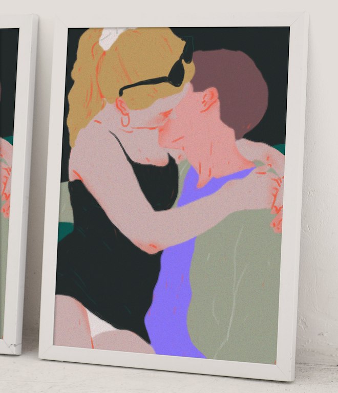 Ilustracija French kiss 50x70cm