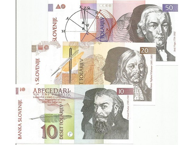 Slovenija 10 - 20 - 50 tolara 1992. UNC set