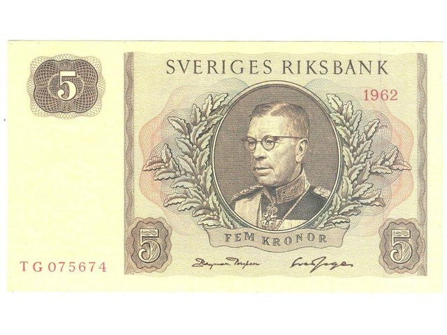 Svedska 5 kronor 1962 UNC