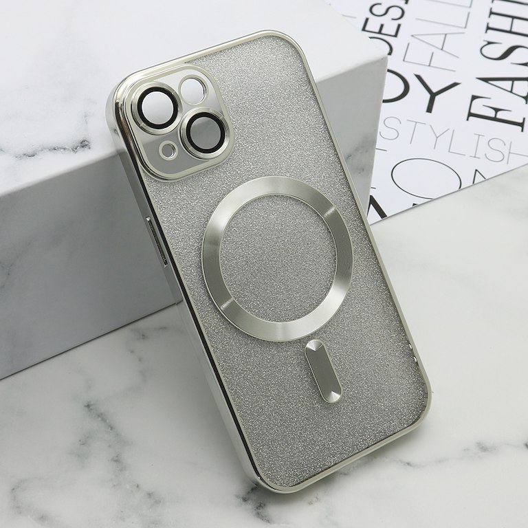 Futrola GLITTER MAGSAFE za iPhone 15 (6.1) srebrna
