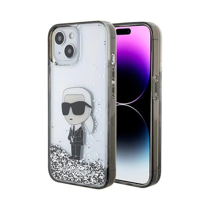 Maska(futrola) Karl Lagerfeld Hc Liquid Glitter Ikonik za iPhone 15 6.1 transparent (KLHCP15SLKKNSK)