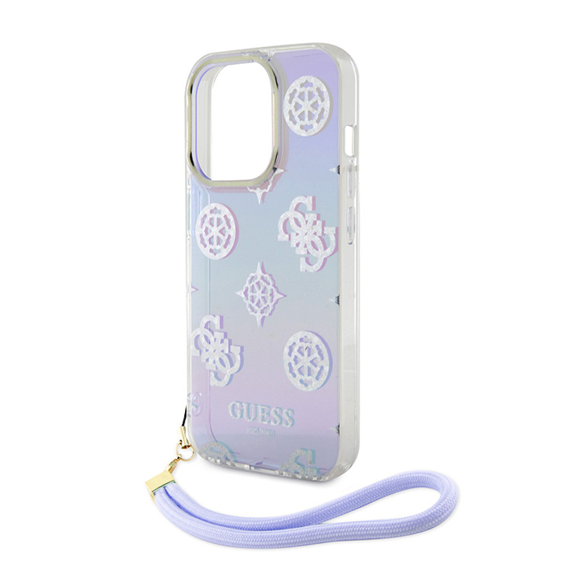 Maska(futrola) Guess Hc PC TPU Iridescent Glitter Pattern Peony Cordstrap za iPhone 15 6.1 ljubicasta (GUHCP15SHPELISU)