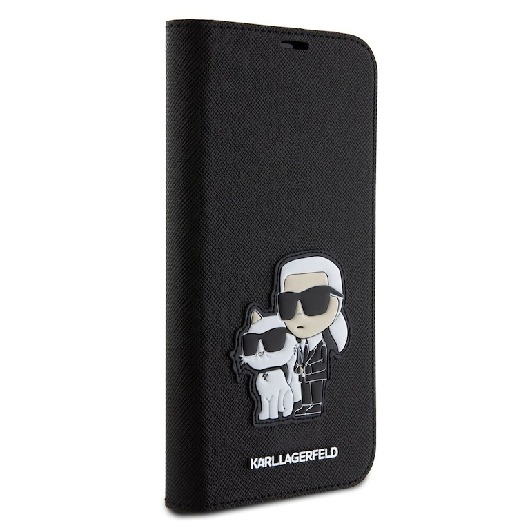 Maska(futrola) Karl Lagerfeld Saffiano BP Nft Karl&Choupette za iPhone 15 Pro Max 6.7 crna (KLBKP15XSANKCPK)