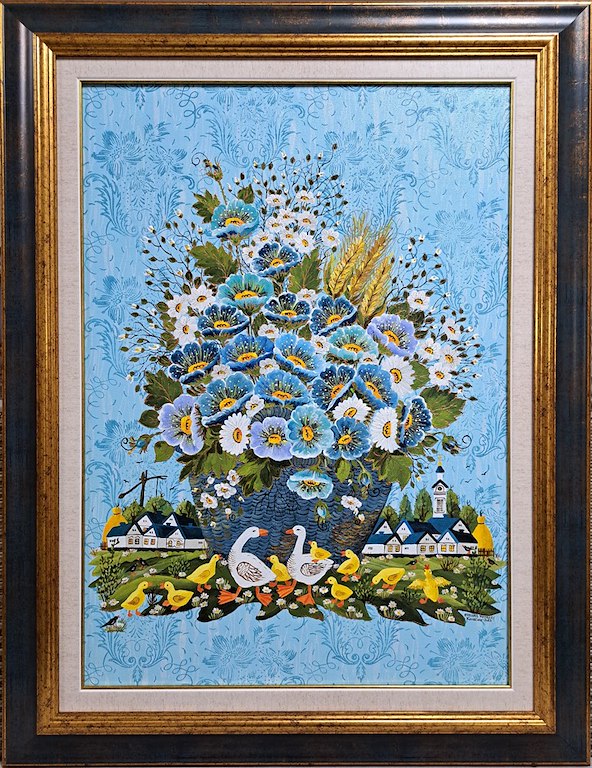 Sačuvati od zaborava, Zuzana Vereski, Naiva Kovačica, ulje na platnu, lux ram, sa 89×69 cm, bez 70×50 cm, sertifikat, 1250 eura