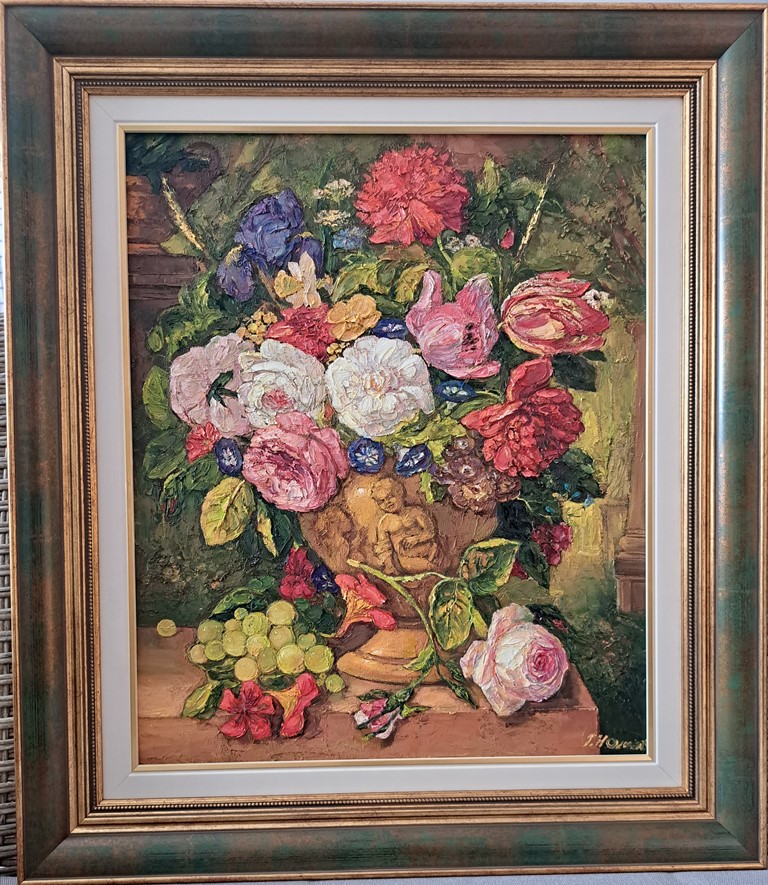 Cveće 3, Olja Nikonova, ulje na platnu, sa 61×53 cm, bez 46×38 cm, sertifikat, 280 eura