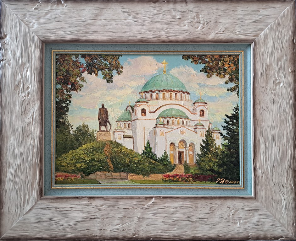 Hram Svetog Save, Olja Nikonova, ulje na platnu, sa 43×53 cm, bez 25×35 cm, sertifikat, 180 eura