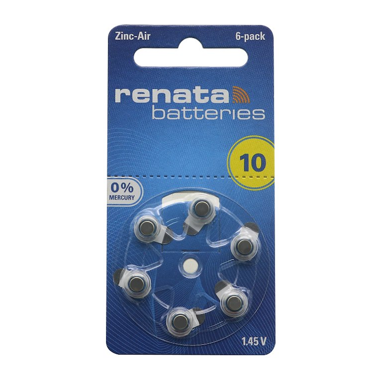 Baterija za slusni aparat Zinc Air dugmasta ZA10 6/1 Renata – cena za pakovanje 6 komada