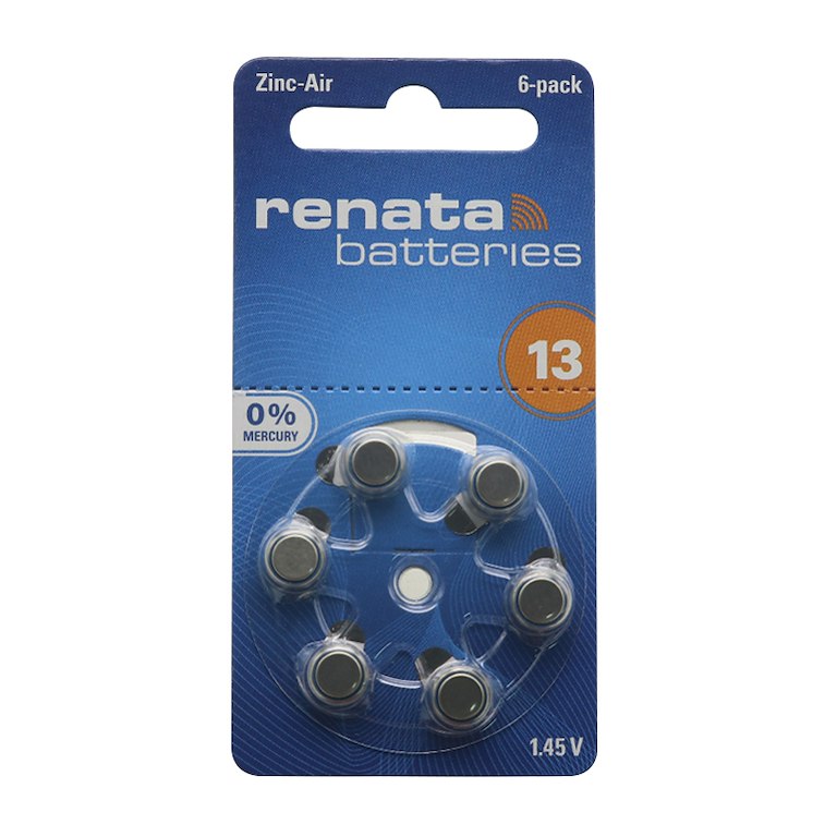 Baterija za slusni aparat Zinc Air dugmasta ZA13 6/1 Renata – cena za pakovanje 6 komada