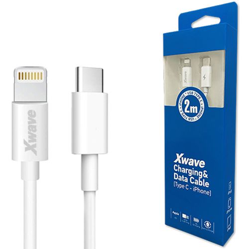 Xwave Kabl USB Tip-C za IPHONE 2M 3A,lightning aluminium,beli