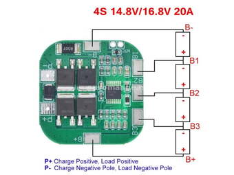 BMS-4S zastita 20A za punjenje 4 baterije lion 18650