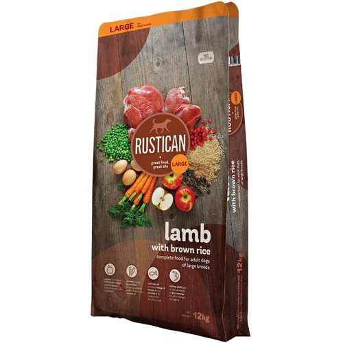 RUSTICAN Large, Jagnjetina s integralnim pirinčem, bez glutena, 12kg