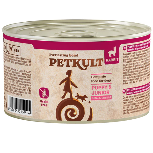 PETKULT mesni komadići, JUNIOR zečetina Mini, bez žitarica, 185g