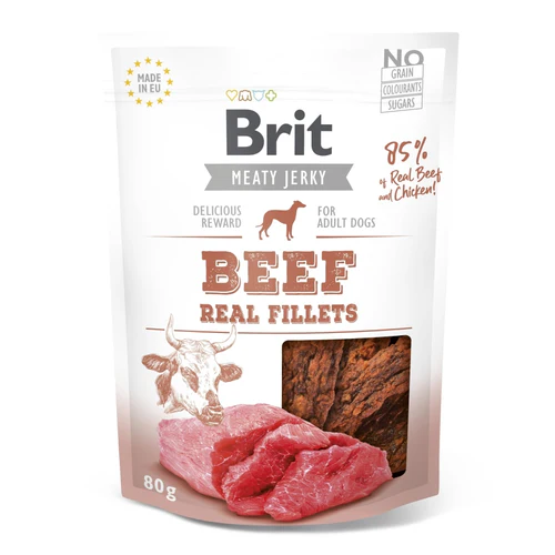 BRIT Jerky Real Fillets, sušeno meso s govedinom i piletinom, 80g