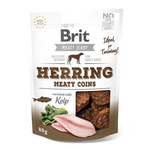 BRIT Jerky Meaty Coins, mesni kolutići s haringom i piletinom, 80g