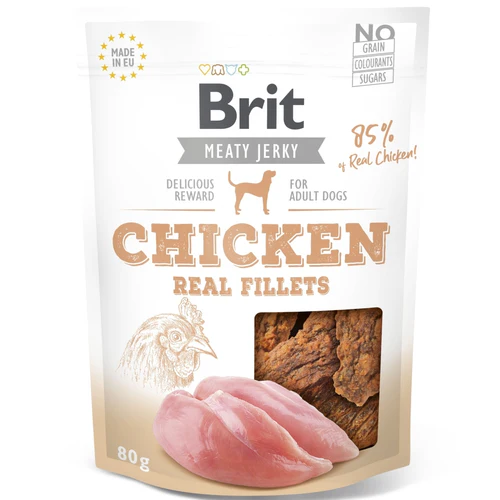 BRIT Jerky Real Fillets, sušeno meso s piletinom, 80g