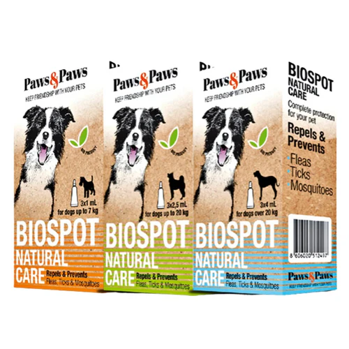 PAWS&PAWS Ampula BioSpot Natural Dog za pse, antiparazitske