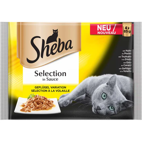 SHEBA Selection Multipack za mačke Izbor živine u sosu, 4x85g