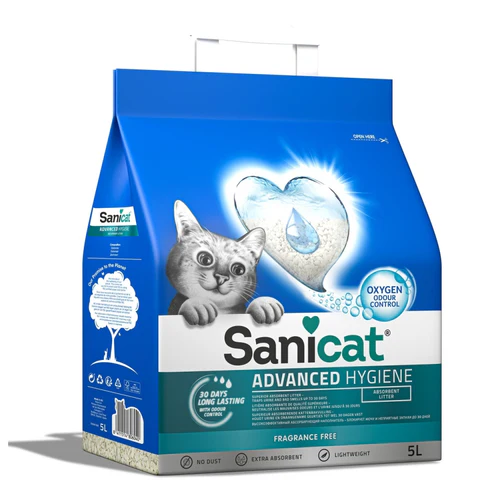 SANICAT Advanced Hygiene upijajući mineralni posip za mačke, bez mirisa, 5L