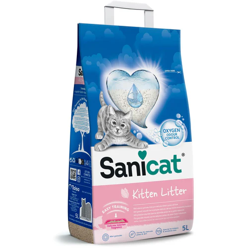 SANICAT Kitten upijajući mineralni posip za mačiće, mini granule, bez mirisa, 5L