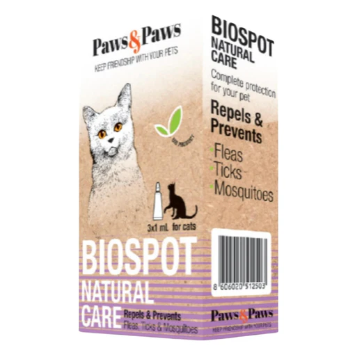 PAWS&PAWS Ampula BioSpot Natural Cat za mačke antiparazitske, 3x1ml