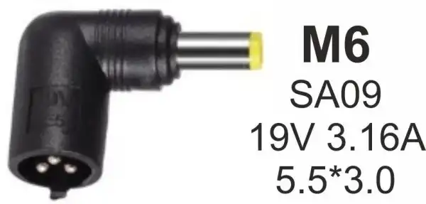 NPC-SA09 (M6) Gembird konektor za punjac 60W-19V-3.16A, 5.5*3.0mm PIN