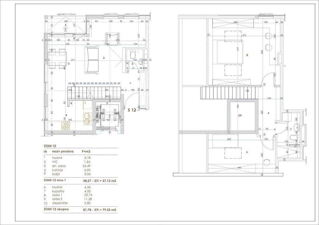 Trosoban dupleks u novogradnji na Zvezdari 81m2