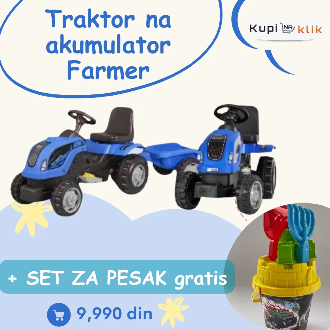Traktor na akumulator plavi Farmer 298
Traktor na akumulator plavi Farmer 298