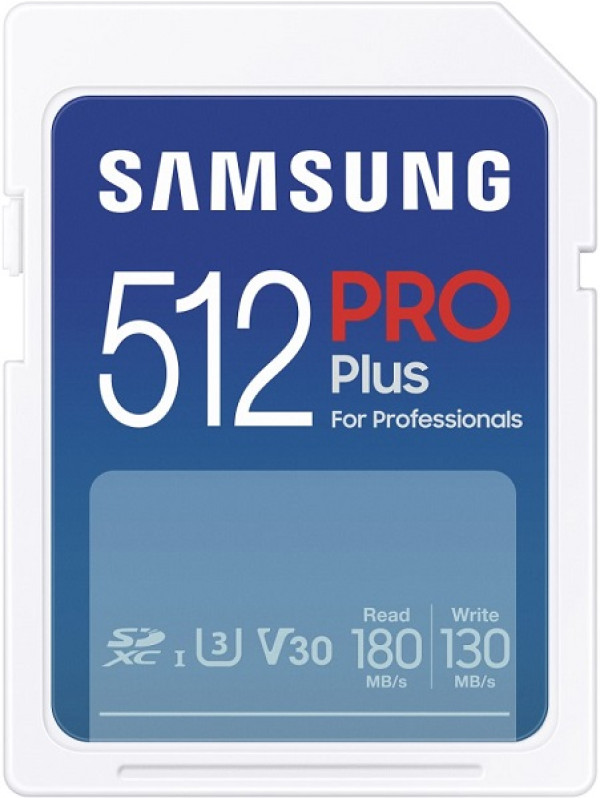 SD Card 512GB, PRO Plus, SDXC, UHS-I U3 V30 Class 10, Read up to 180MB/s, Write up to 130 MB/s, for 4K and FullHD video recording ( MB-SD51