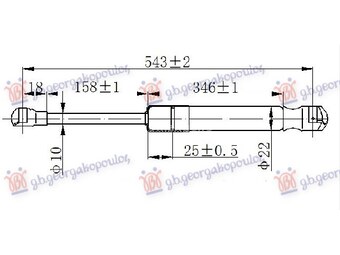 AMORTIZER GEPEK VRATA (542L-740N) VW SHARAN 10-