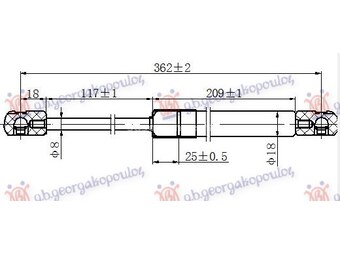 AMORTIZER GEPEK VRATA (362L-390N) SEAT Mii 12-