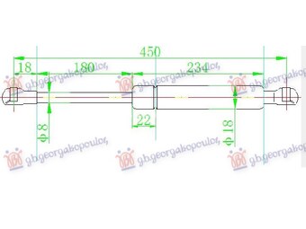 AMORTIZER GEPEK VRATA (450L-385N) PEUGEOT 3008 09-13