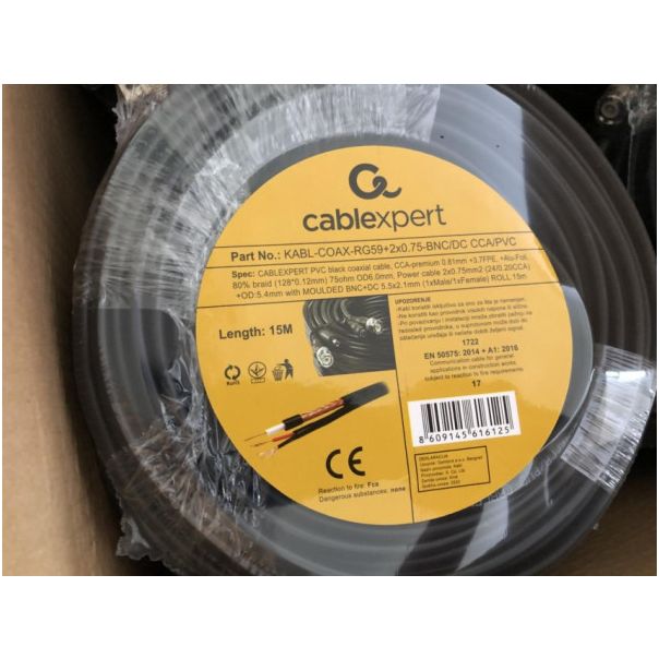 GEMBIRD Kabl za video nadzor KABL-COAX-RG59+2X0.75-BNC/DC, 15m
