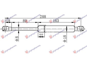 AMORTIZER GEPEK VRATA (CABRIO) (288L-370N) FIAT 500 15-