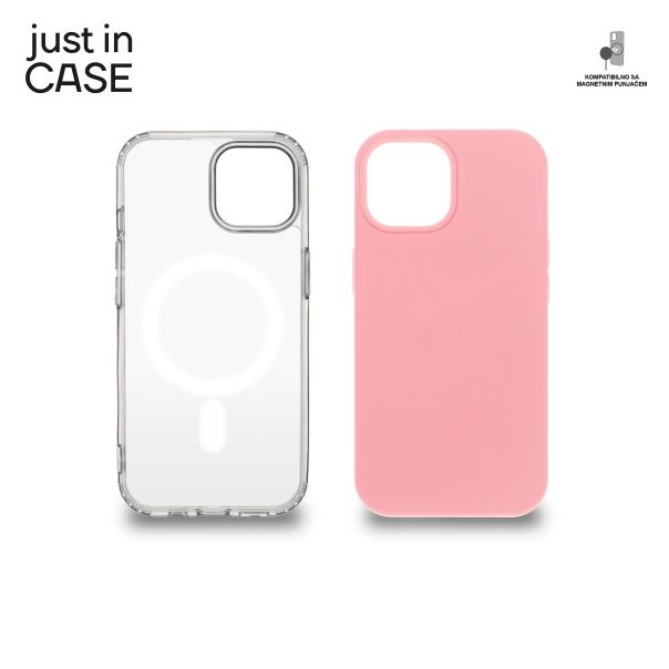 JUST IN CASE Futrola MAG MIX 2u1 za iPhone 15, roza