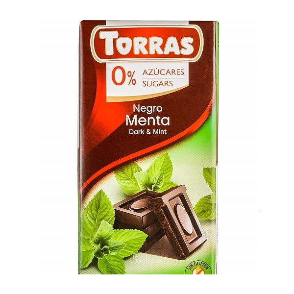 TAMNA ČOKOLADA SA MENTOM I ZASLAĐIVAČEM 75G TORRAS