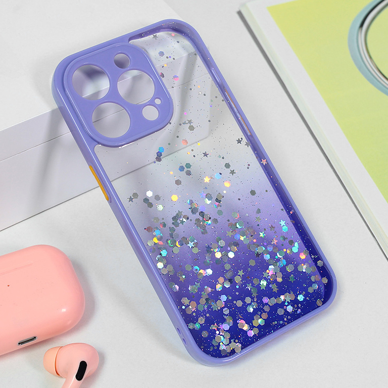 Maska Frame Glitter za iPhone 15 Pro 6.1 ljubicasta