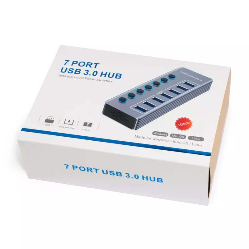 USB 3.0 HUB 7 porta LWD HQ sivi