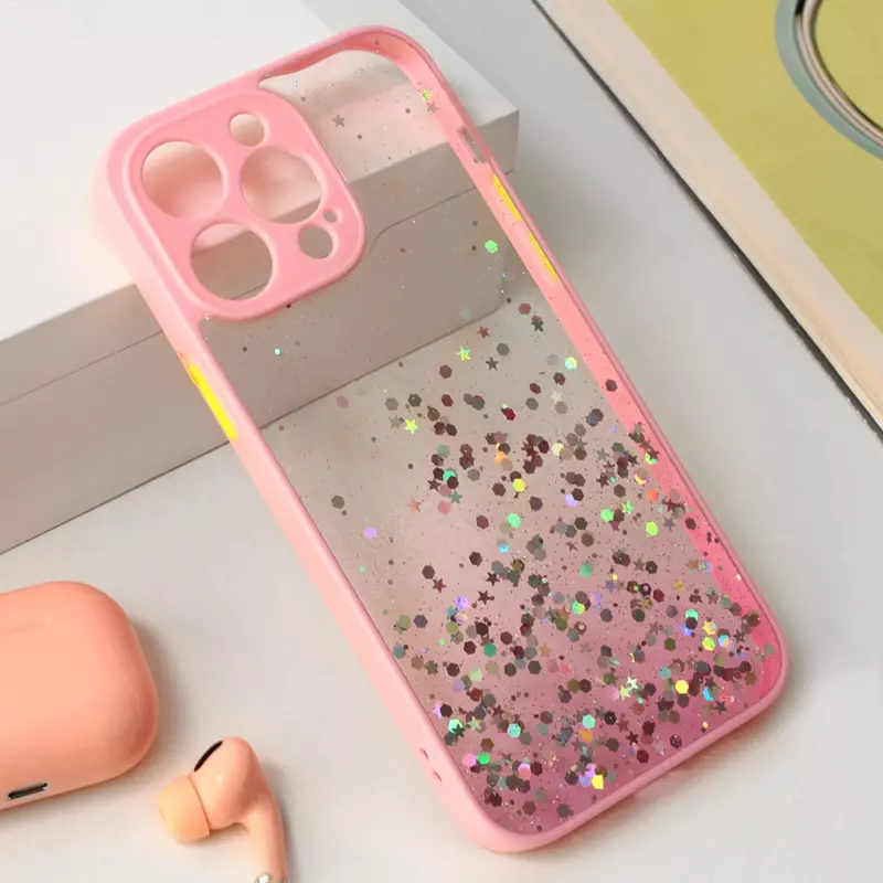 Maska Frame Glitter za iPhone 15 Pro Max 6.7 roze