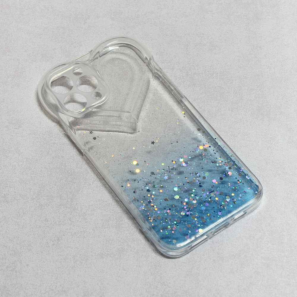 Maska Heart Glitter za iPhone 13 plava